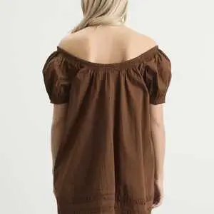 DAMSON MADDER Jayne Mini Dress With Ruched Details And Removable Tie - Choc