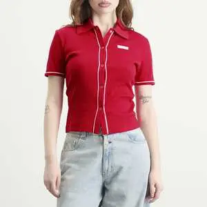 MARINE SERRE Organic Cotton Polo Shirt - Red