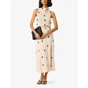 Whistles Polka Dot Halterneck Satin Blouse