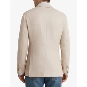 REISS Manci Double-breasted Woven Blazer - Stone