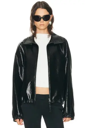 COURREGES Vinyl Zipped Bomber Jacket