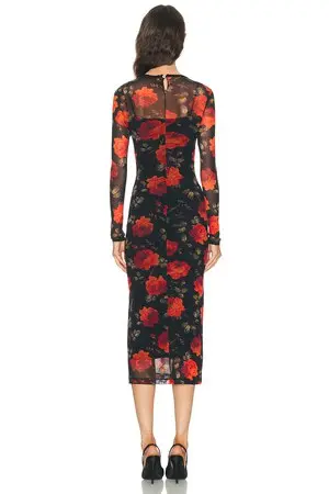 Carolina Herrera Long Sleeve Printed Dress