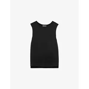 REISS Rian Silk-front Woven Vest - Black