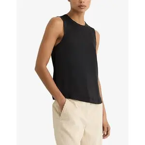 REISS Rian Silk-front Woven Vest - Black
