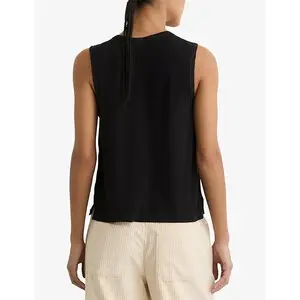 REISS Rian Silk-front Woven Vest - Black