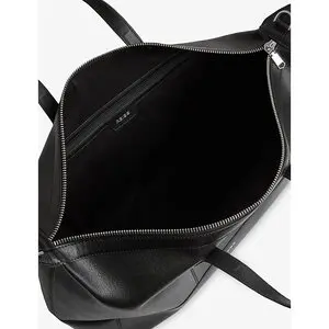 REISS Logo-embossed Leather Holdall