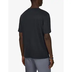 Boggi Milano Crew-neck Stretch-linen T-shirt - Navy Blue