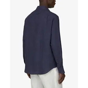 Boggi Milano Garment-washed Regular-fit Linen Shirt Xxl - Navy Blue