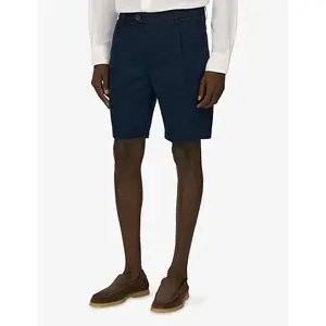 Boggi Milano Pleated Front Straight Leg Stretch Cotton Blend Shorts