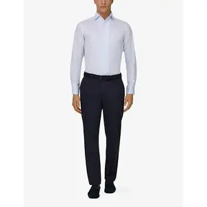 Boggi Milano Dobby-textured Slim-fit Cotton Shirt - Light Blue