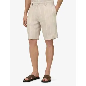 Boggi Milano Striped Straight-leg Linen Shorts