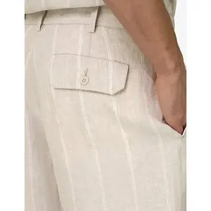 Boggi Milano Striped Straight-leg Linen Shorts