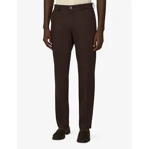 Boggi Milano Straight-leg Stretch Cotton-blend Trousers - Brown