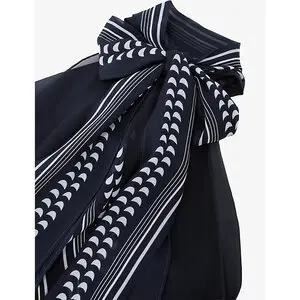REISS Skylar Scarf-print Woven Maxi Dress - Navy