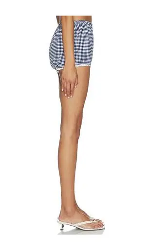 LOVERS AND FRIENDS Ruby Short Gingham Lace Trim Shorts - Navy,white