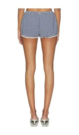 LOVERS AND FRIENDS Ruby Short Gingham Lace Trim Shorts - Navy,white