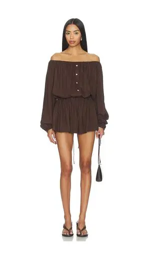 Tularosa Kai Linen Romper - Brown