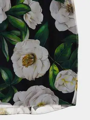 Dolce & Gabbana Gardenia Print Chiffon Midi Dress - Black