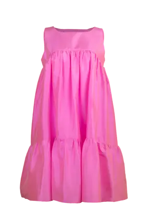 HELENE GALWAS Filipa Silk Dress With Volant Hem