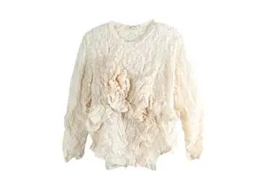 Comme Des Garçons Lace Ruffled T-shirt - Ivory