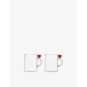 ICHENDORF MILANO Cuore Heart Set Of Two Borosilicate-glass Mugs - Red