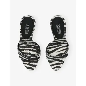 Paris Texas Lidia 105 Zebra Print Woven Stiletto Mules