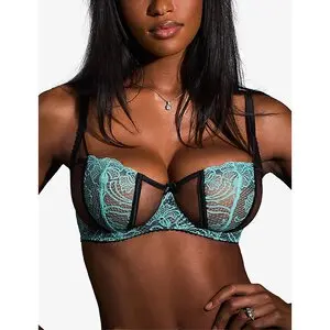 Agent Provocateur Rozlyn Underwired Mesh And Lace Bra - Mint/black