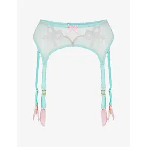 Agent Provocateur Lisetta Lace Suspenders - Mint/pink