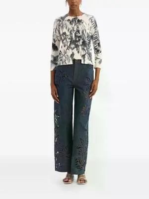 Oscar De La Renta Chiné Palm Leaves Cardigan - Neutrals