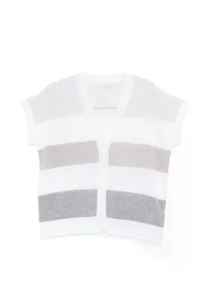 Peserico Striped Short-sleeve V-neck Cardigan - White