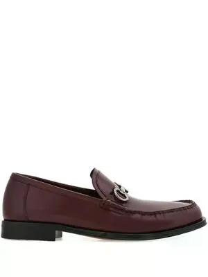FERRAGAMO Gancini Buckled Cordovan Leather Loafers - Red