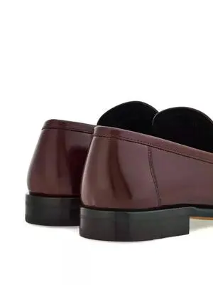 FERRAGAMO Gancini Buckled Cordovan Leather Loafers - Red