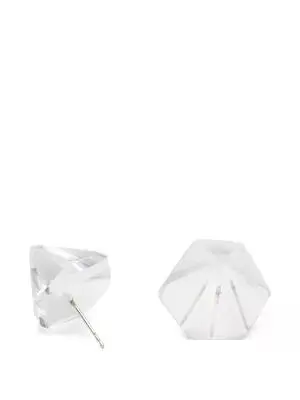MONIES Faceted Crystal Hexagonal Stud Earrings