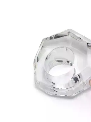 MONIES Faceted Logo-plaque Ring - White
