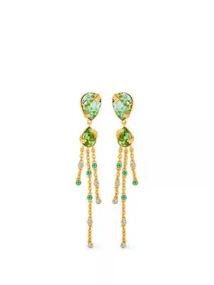 Oscar De La Renta Crystal Chain Drop Earrings - Gold