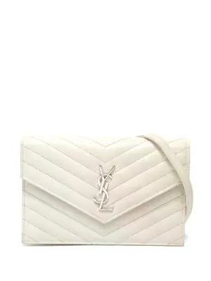 Saint Laurent Quilted Chain-link Shoulder Bag - White