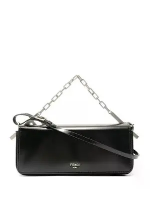 Fendi Leather Flap Bag With Silver-tone Logo