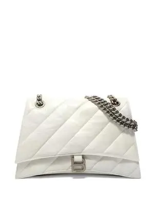 Balenciaga Crush Quilted Shoulder Bag - White