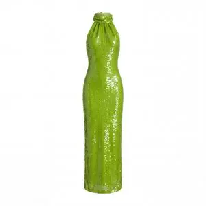 Mac Duggal Sequin Halter Neck Open Back Dress - Green
