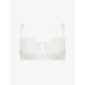 Agent Provocateur Halley High-neck Satin And Lace Demi Bra - White