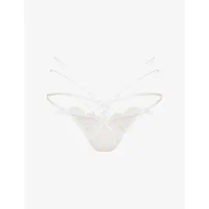 Agent Provocateur Halley Satin And Lace Thong - White