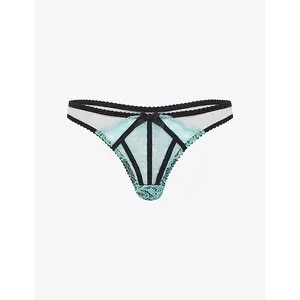 Agent Provocateur Rozlyn Trixie Mesh And Lace Thong - Mint/black