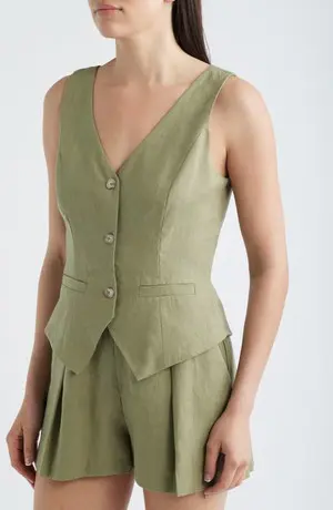 Black Halo Matias Linen Romper