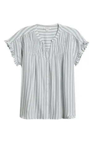 BEACHLUNCHLOUNGE Monaka Smocked Frill Top - Green Stone