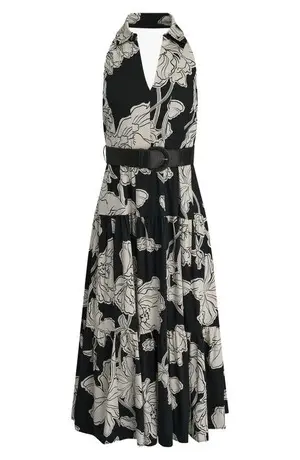 Donna Karan New York Floral Print Halter Midi Dress