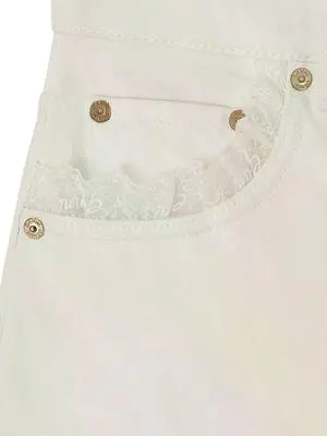 GANNI Lace Trim Detail Straight Leg Jeans - Neutrals