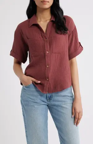 BEACHLUNCHLOUNGE River Gauze Shirt - New Rusty