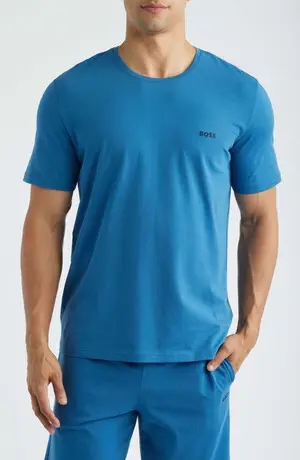 BOSS Mix Match Stretch Cotton Pajama T-shirt - Open Blue