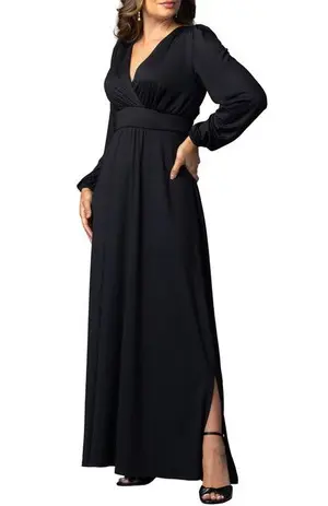 KIYONNA Kelsey Long Sleeve Maxi Dress - Black Noir