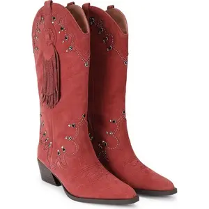 Kurt Geiger Western Embellished Boots - Medium Red